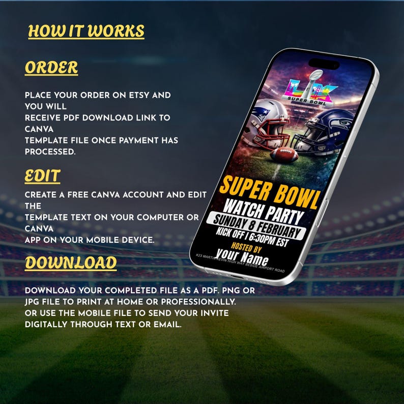 Football Watch Party Invitation, Big Game, Editable Canva Template ...