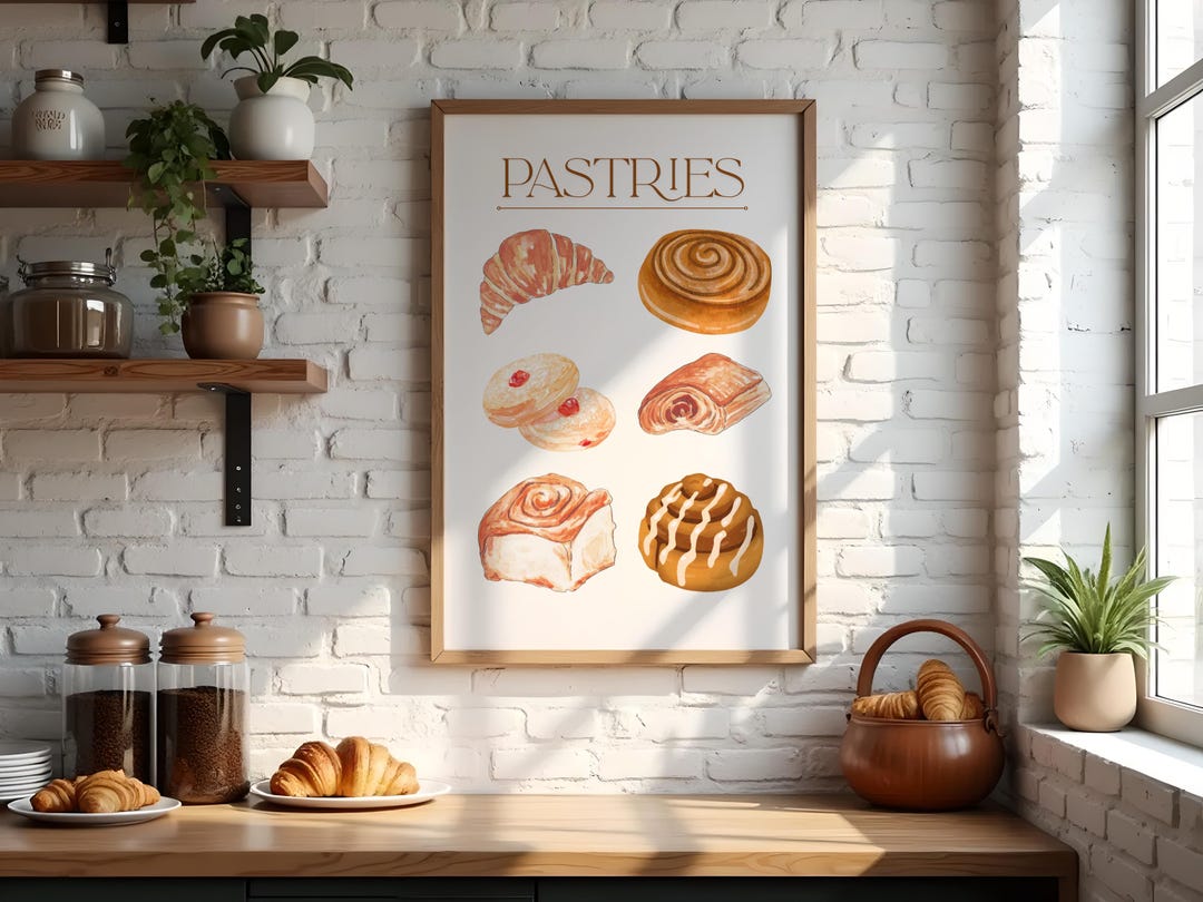 Pastries Illustration Print, Hand-painted Bakery Wall Art - Etsy