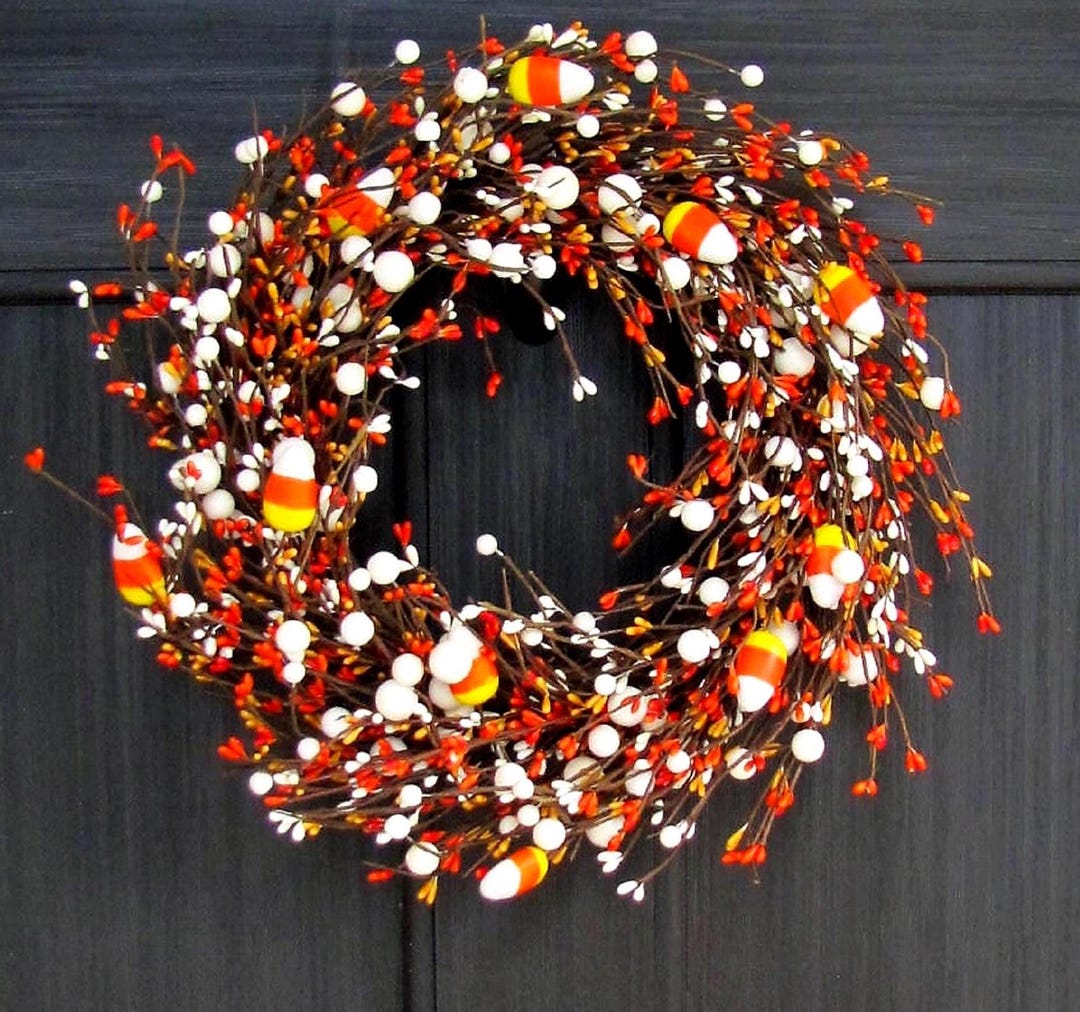 Candy Corn Fall Wreath: Pip Berry Autumn Door Decor - Etsy