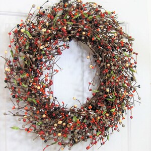 Rustic Fall Pip Berry Home or Door Wreath Primitive - Etsy
