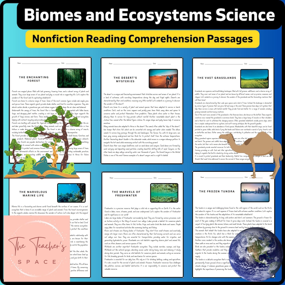 Biomes and Ecosystems Science Nonfiction Reading Comprehension Passages ...