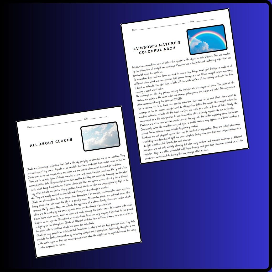 Hazardous Types of Weather and Climate Nonfiction Reading Comprehension ...