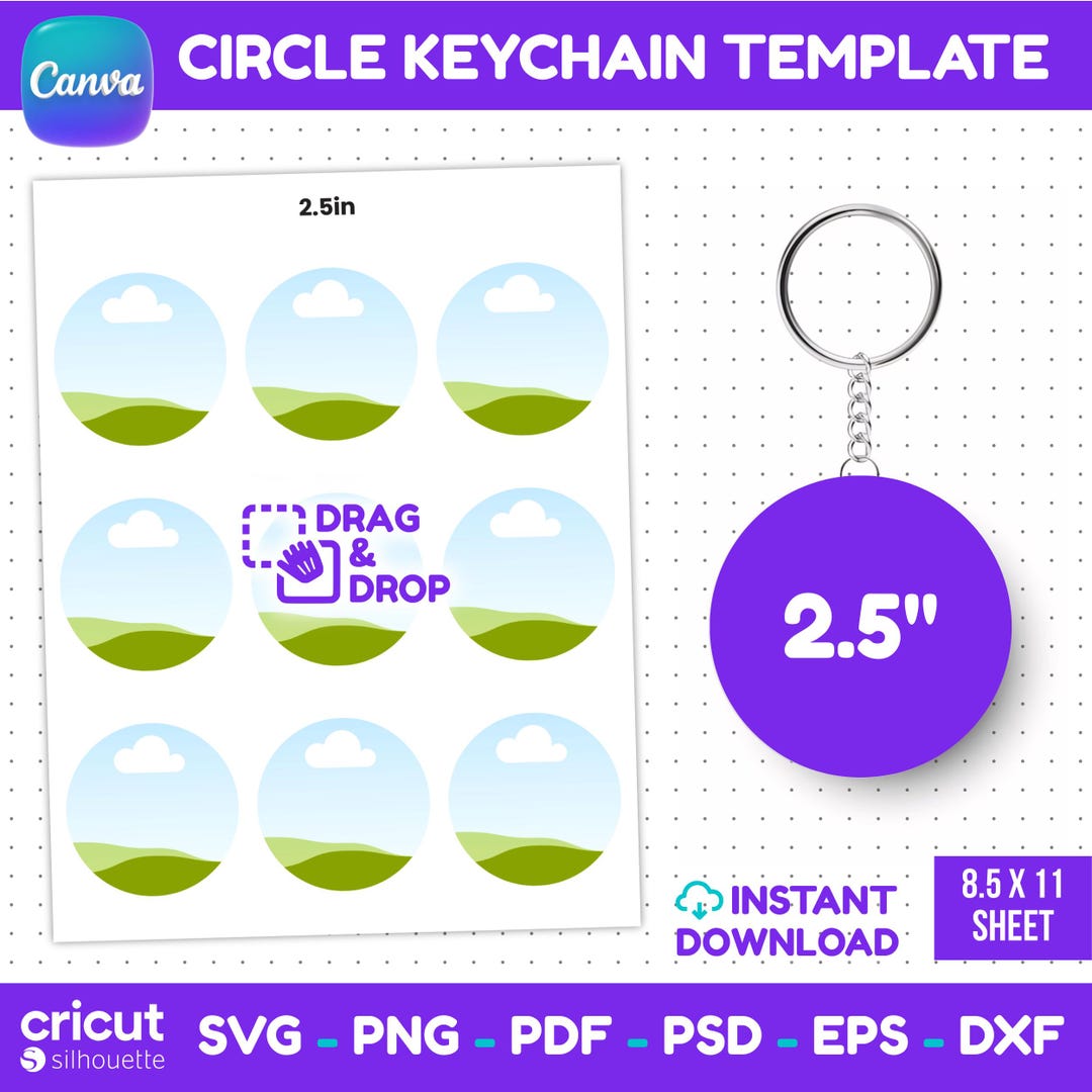2.5 Inch Circle Keychain Template – Canva Editable Round Design Sheet ...