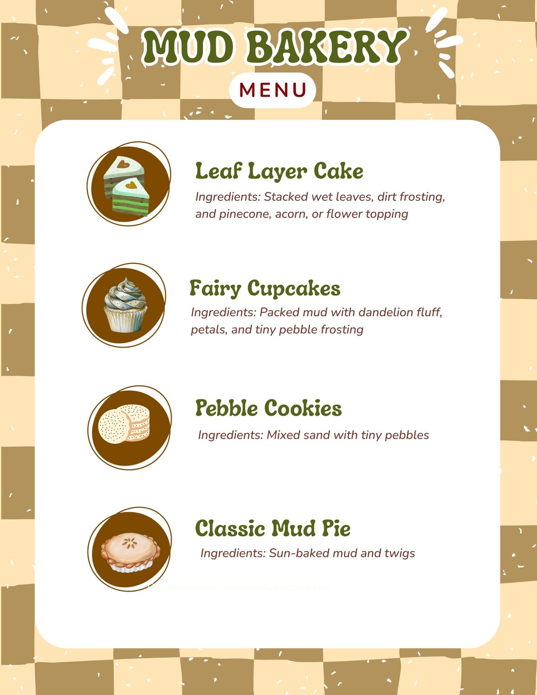 Mud Kitchen Menus & Recipe Cards | Outdoor Pretend Play PDF for Kids - Etsy