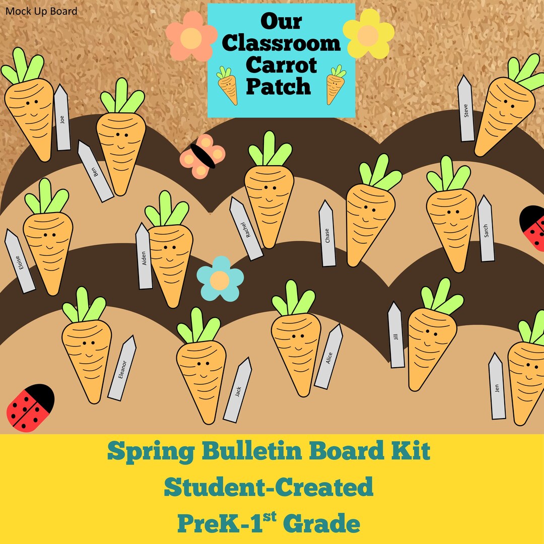Spring Carrot Name Craft Bulletin Board Kit | Student Coloring Activity ...
