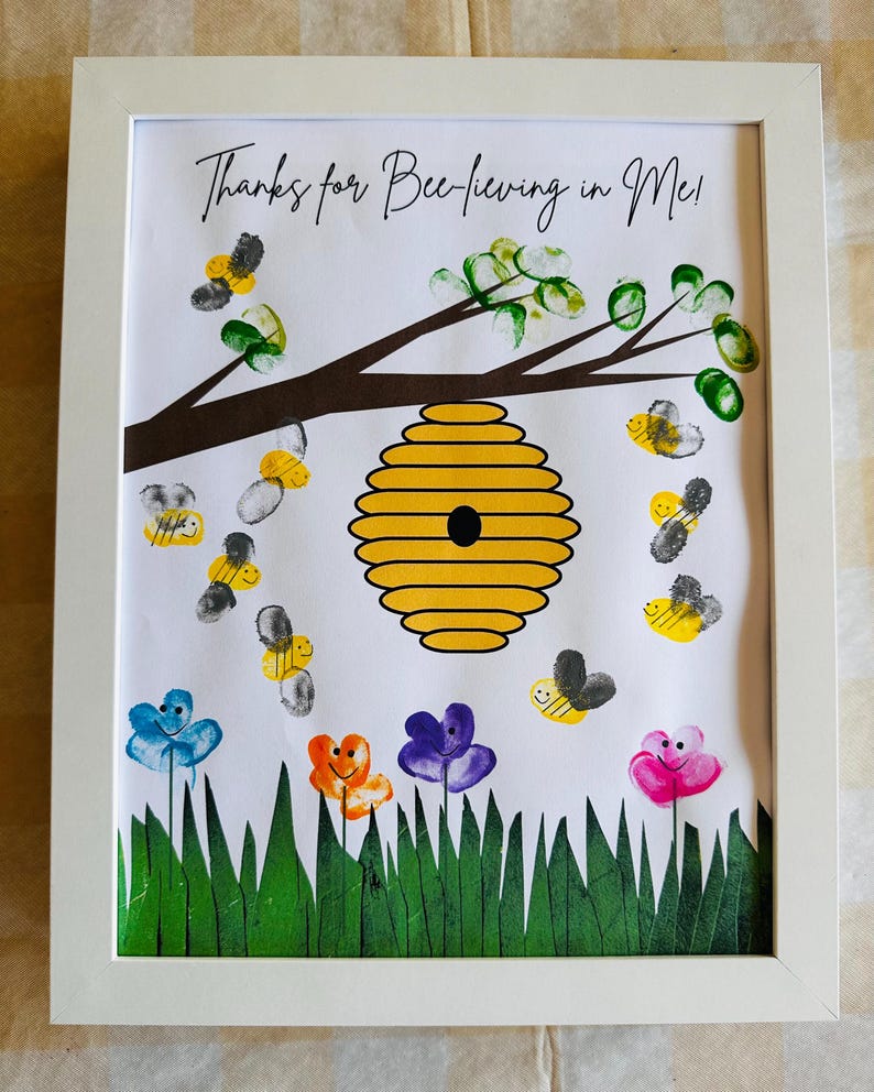 Fingerprint Bee Craft Art – Mother’s Day, Teacher Appreciation Card ...
