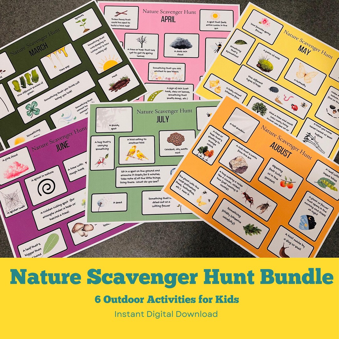 Nature Scavenger Hunt Bundle| Print and Play, Spring & Summer Outdoor ...