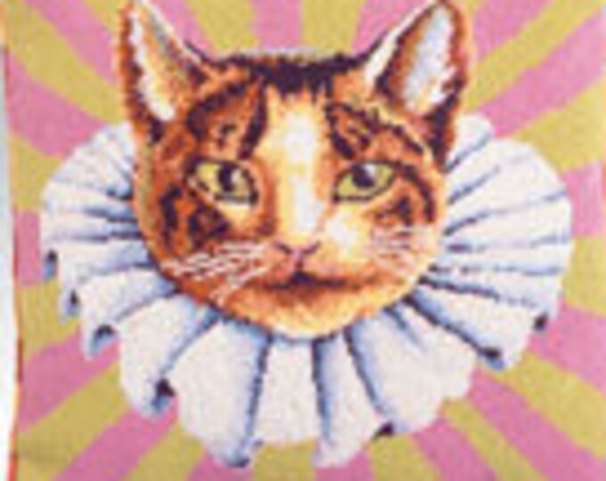 Kaffe Fasset Cat in a Ruff Needlepoint Kit Colour Printed Canvas and ...
