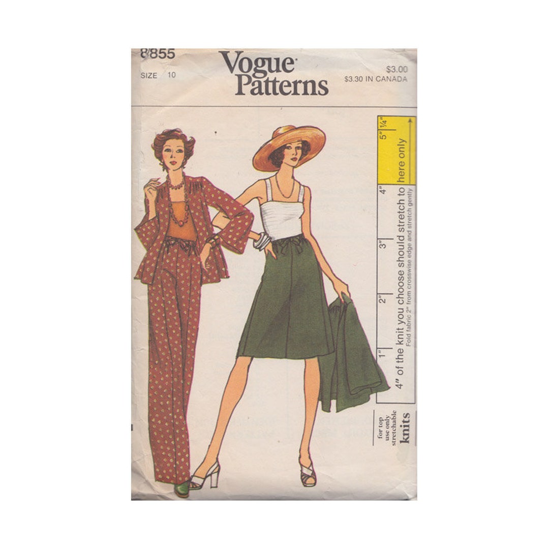 Vintage 70s Vogue Pattern 8855 Womens Pants, Skirt, Jacket and Camisole ...