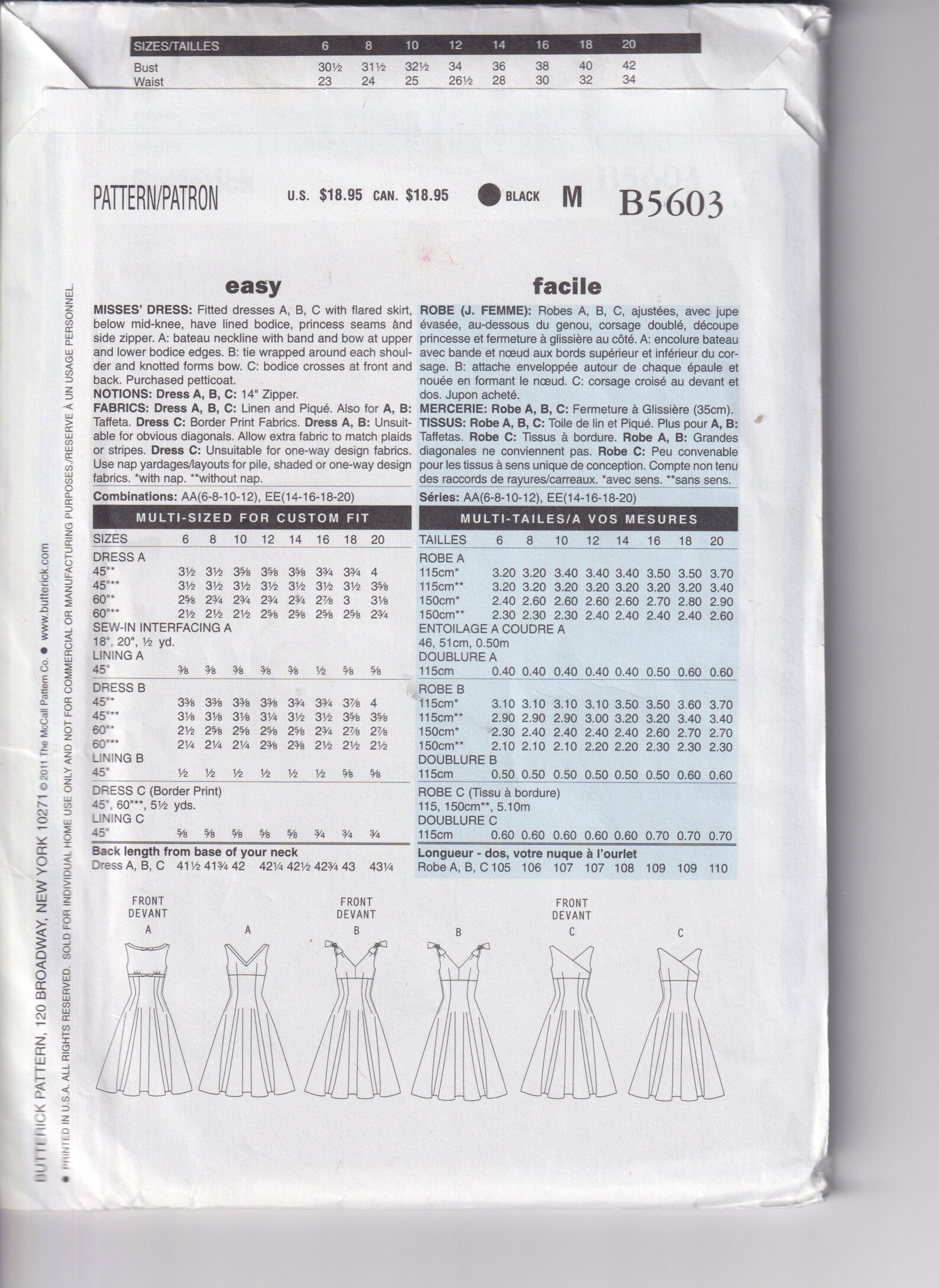 Butterick 5603 Retro Reissue of 50s Easy Fit and Flared Dress - Etsy