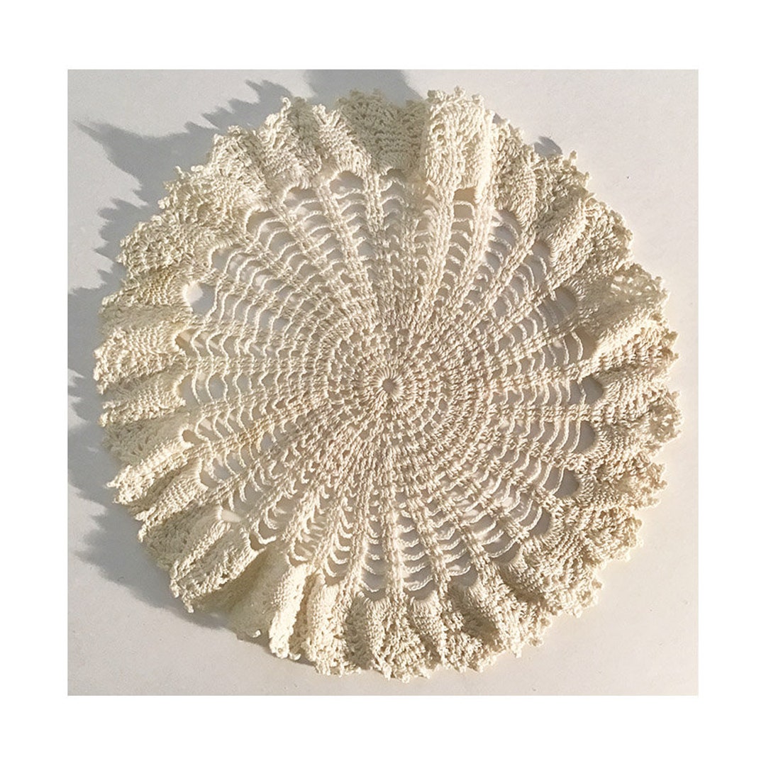 Small Round Doily Ivory Crocheted and Lacy With Scalloped Edges 6 ...