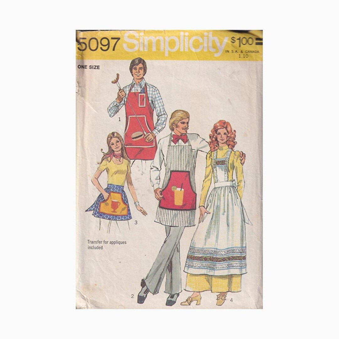70s Mens and Womens Set of Aprons With Transfers Simplicity - Etsy