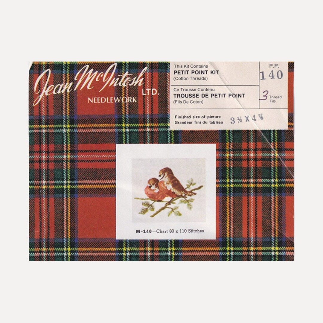 1950s English Robins Embroider Kit Petit Point by Jean Mcintosh M-140 ...
