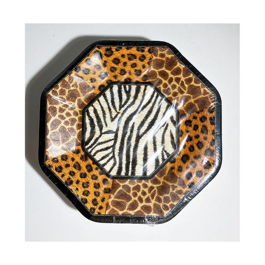 Vintage Paper Plates Set of 8 Animal Print 7 Inch Octagon Shaped Plates ...