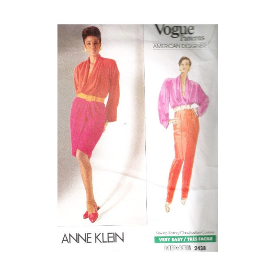 Very Easy 90s Vogue Pattern 2438 Designer Anne Klein Top, Skirt and ...
