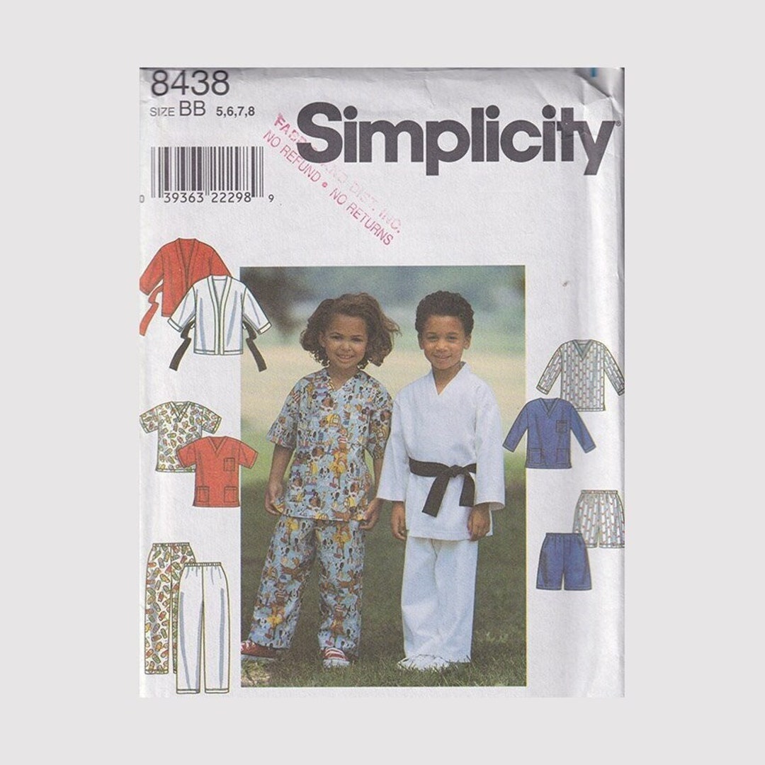 Childrens Size 5 to 8 Vintage 90s Pattern Robe, Pants or Shorts and Top Simplicity 8438 Uncut ...