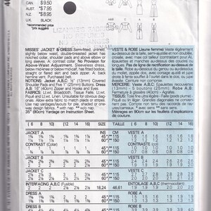 80s Easy Dress and Jacket Pattern Butterick 4086 Bust 34 to 38 Scoop ...