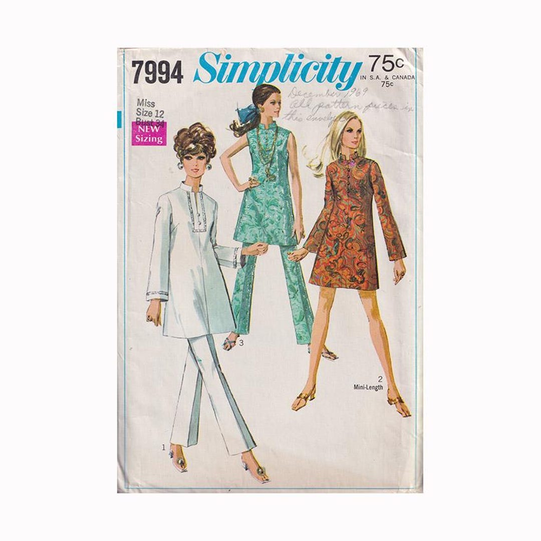 Vintage Sewing Pattern 1960s Simplicity 7994 Dress or Tunic and Pants ...