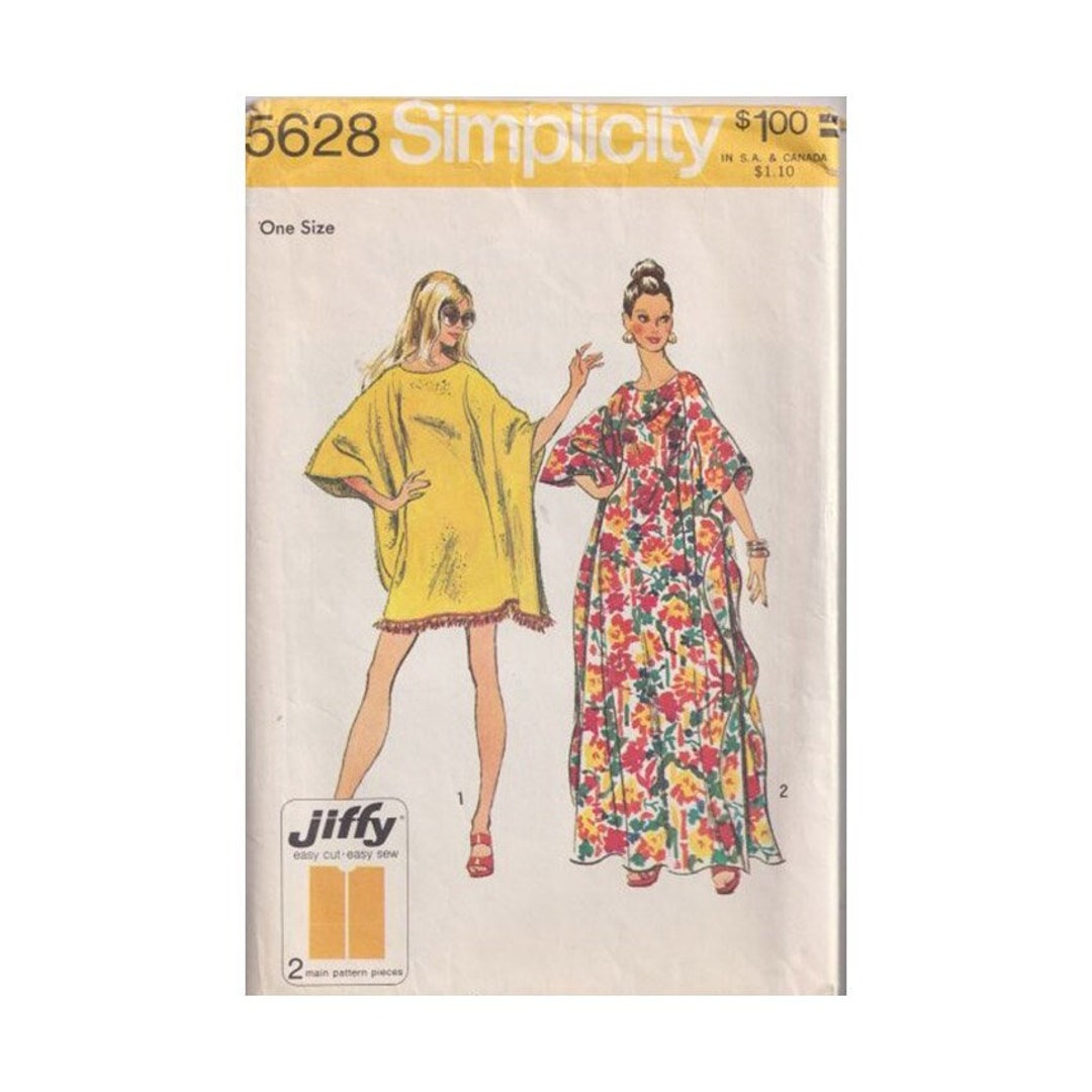 Vintage Sewing Pattern 70s Easy to Sew Caftan in 2 Lengths Simplicity ...