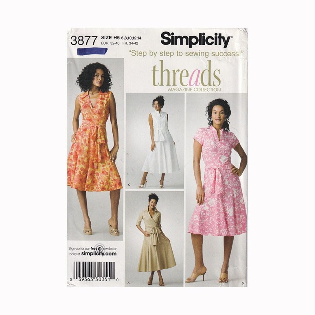 Wrap Dress Pattern Simplicity 3877 Bust 30 1/2 to 36 Flared/ Bodice ...