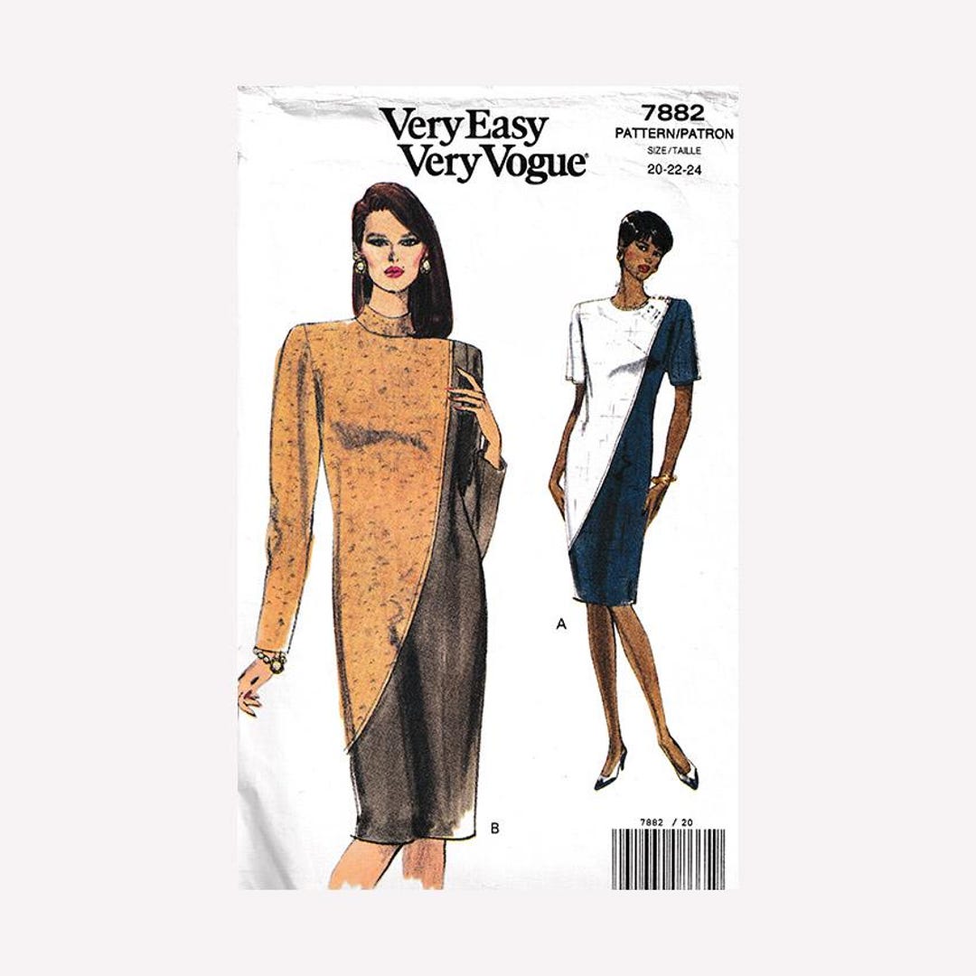 Very Easy Vogue Plus Size Dress Pattern Vintage 90s Vogue 7882 Size 20 ...
