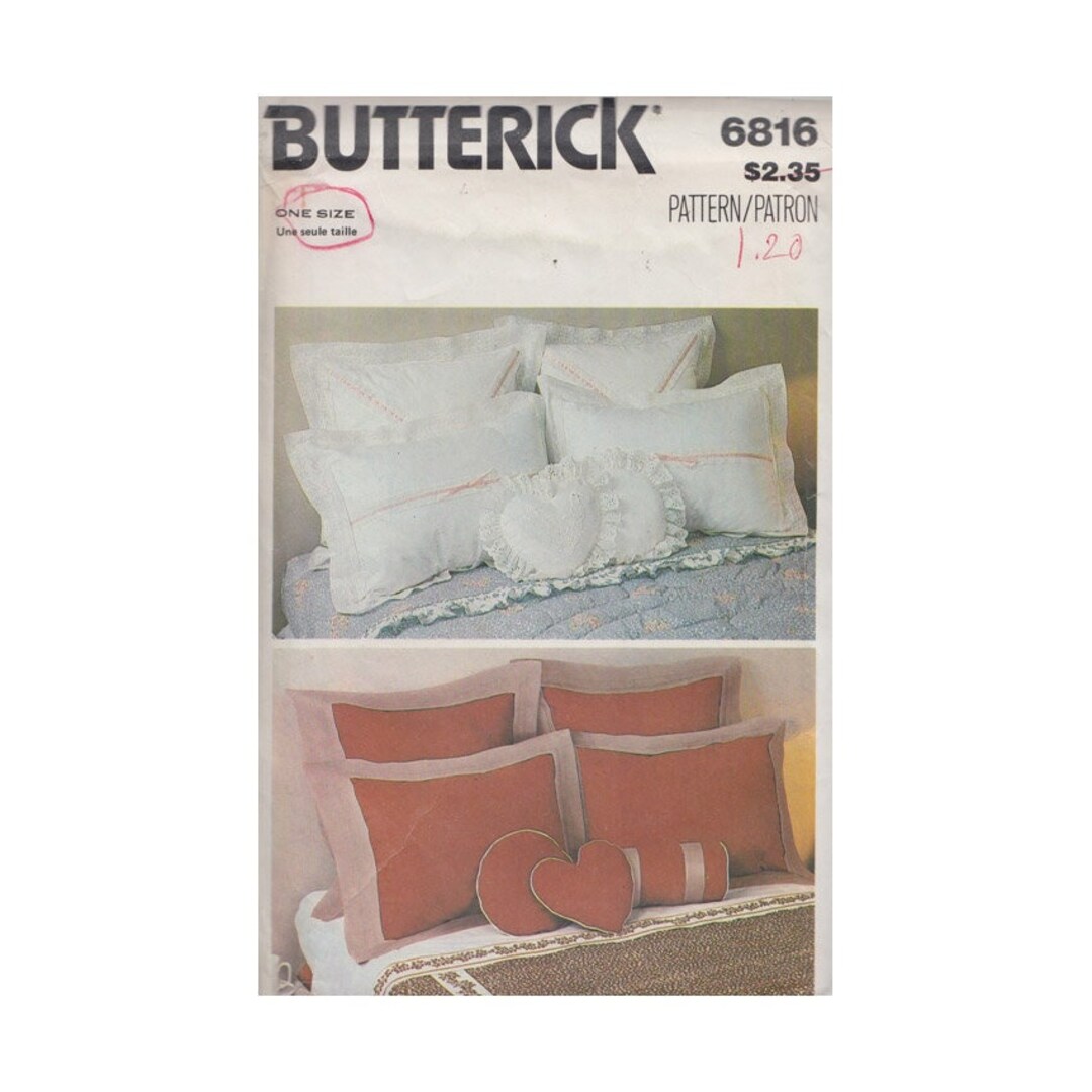 1980s Pillow Sewing Pattern Butterick 6816 Selection of Styles and ...