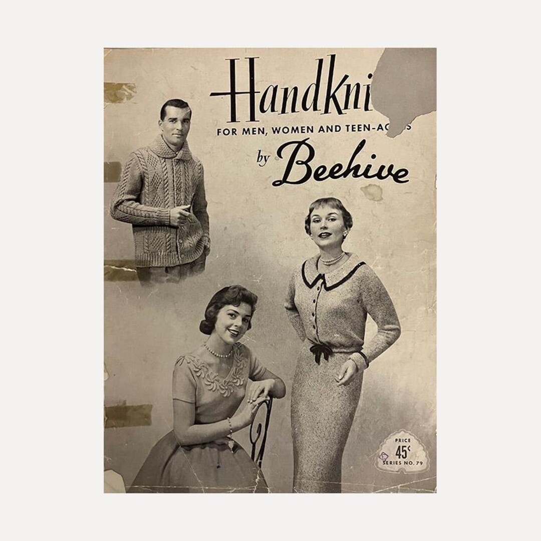 RESERVED 50s Vintage Knitting Patterns Beehive 79 Handknits for the Family Womens Size Range 32 ...