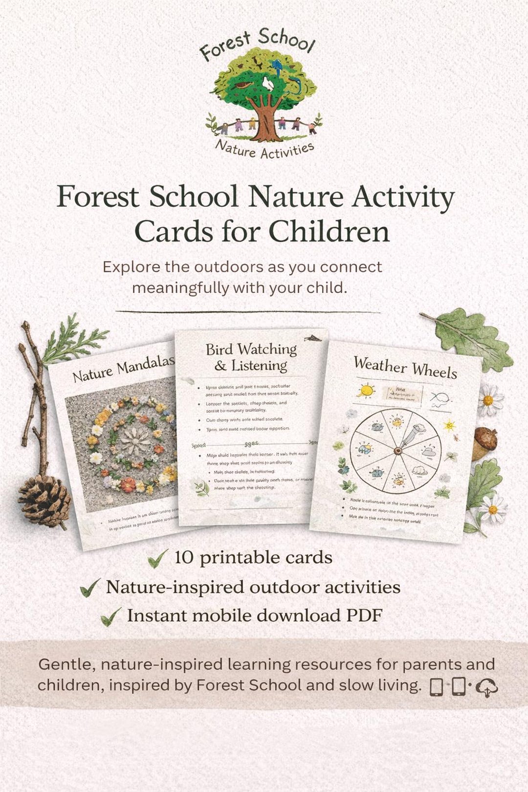 Nature Activity Cards for Children | Forest School Inspired Outdoor ...