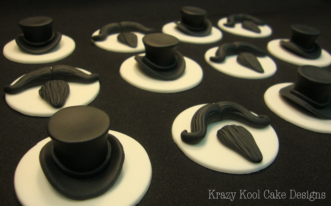 Top Hat Mustache and Beard Cupcake Toppers - Etsy