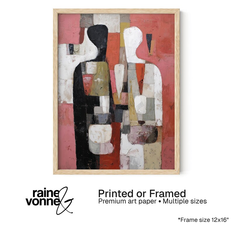 Abstract Figurative Wall Art – Modern Two Figure Statement Artwork - Etsy