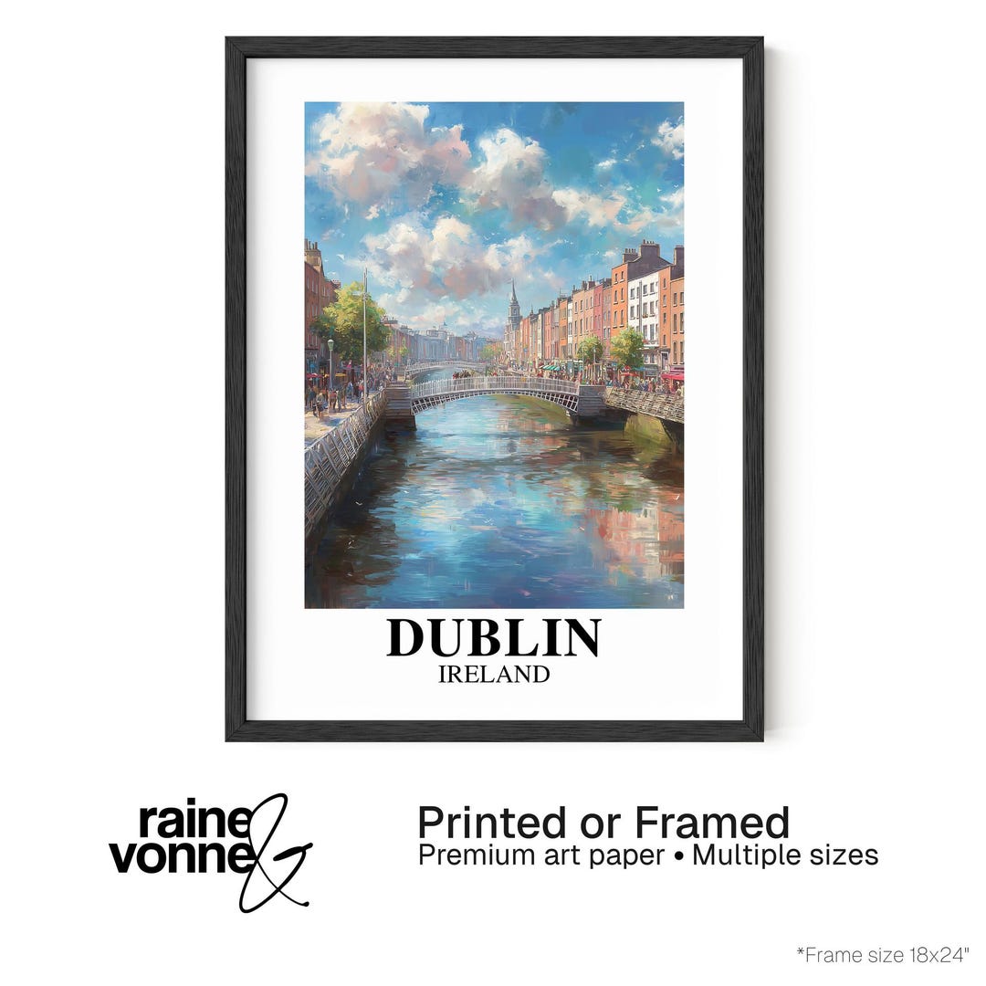 Dublin Ireland Wall Art, River Cityscape Print, Printed or Framed Art ...