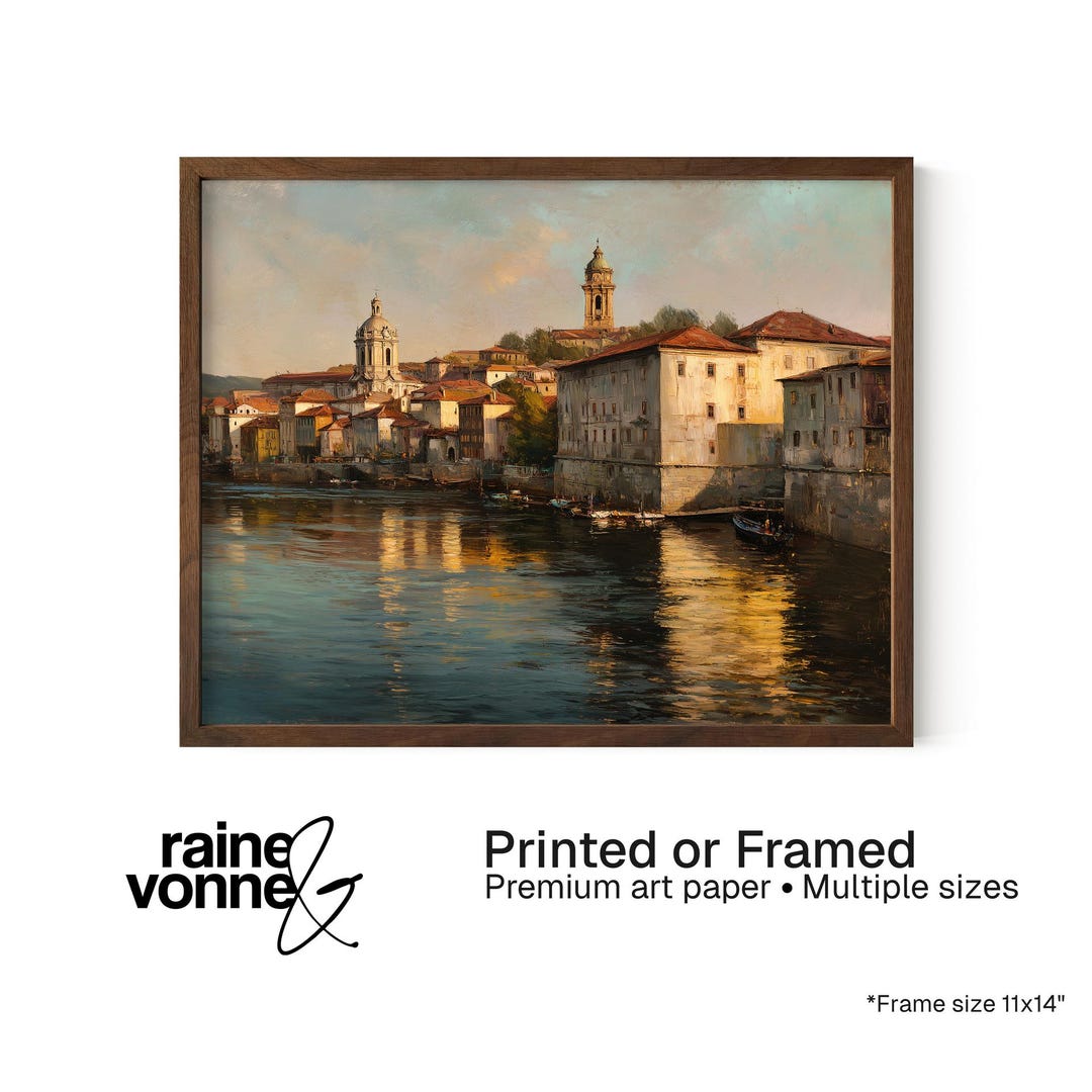 Old Town Riverfront Wall Art – Classical European City Landscape - Etsy