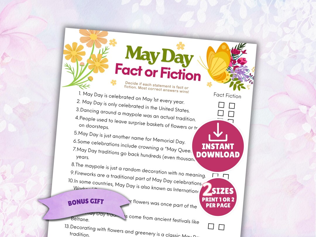 May Day Fact or Fiction Game, Printable May Day Game for the Family ...