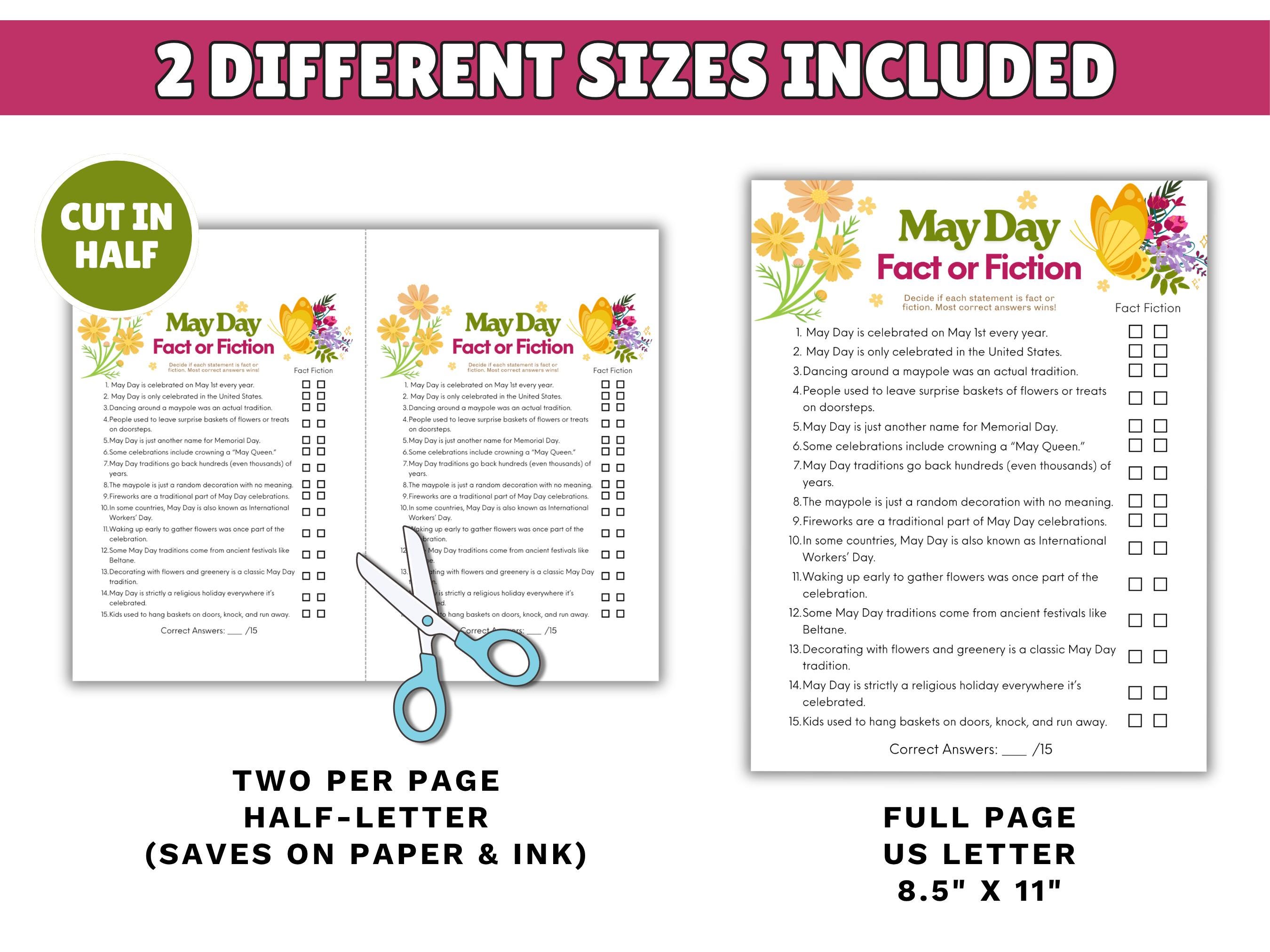 May Day Fact or Fiction Game, Printable May Day Game for the Family ...