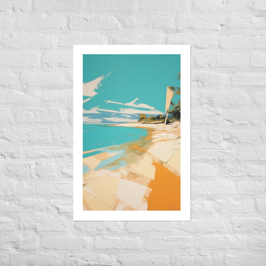 Abstract Beachscape Art Print: Aqua Waters, Golden Sands - Etsy