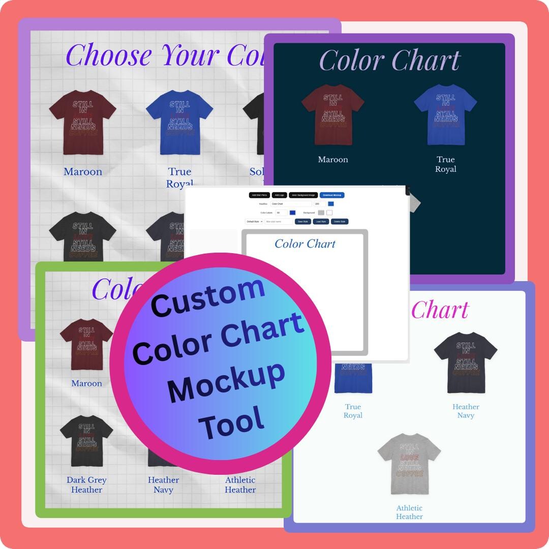 Color Chart Mockup Tool – Offline Template for POD T-shirts, Clean ...