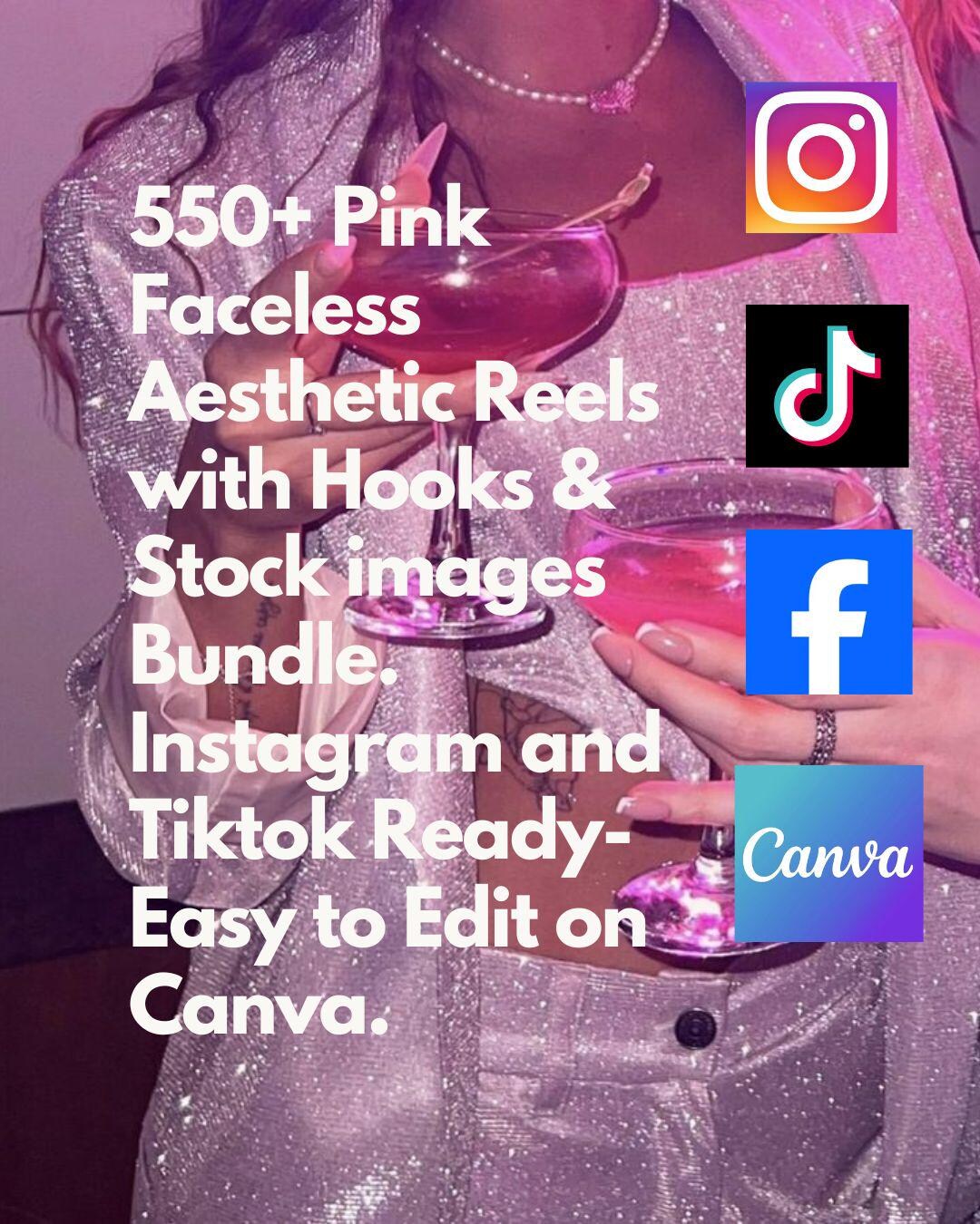 550+ Pink Faceless Aesthetic Reels With Hooks & Stock Images Bundle ...