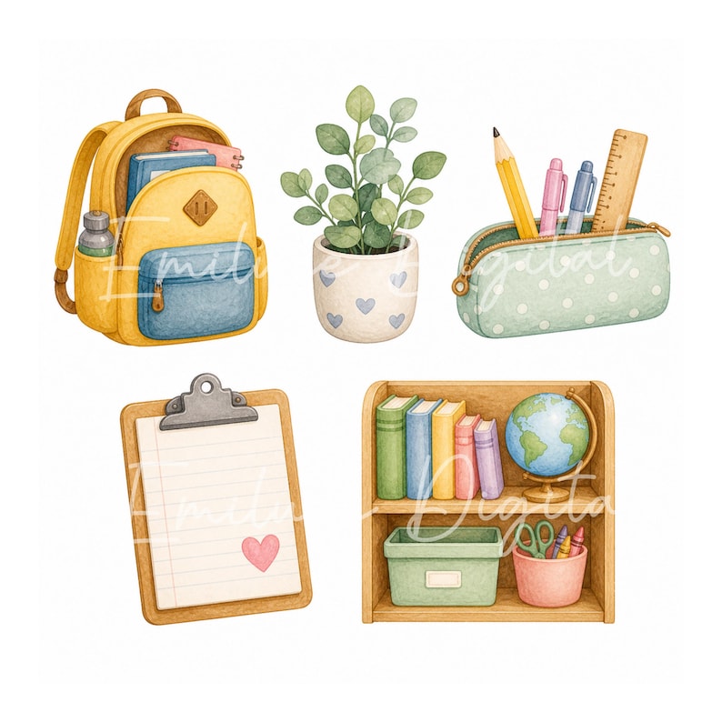 Pastel School Clipart - Teacher Clipart - Back to School Graphics ...