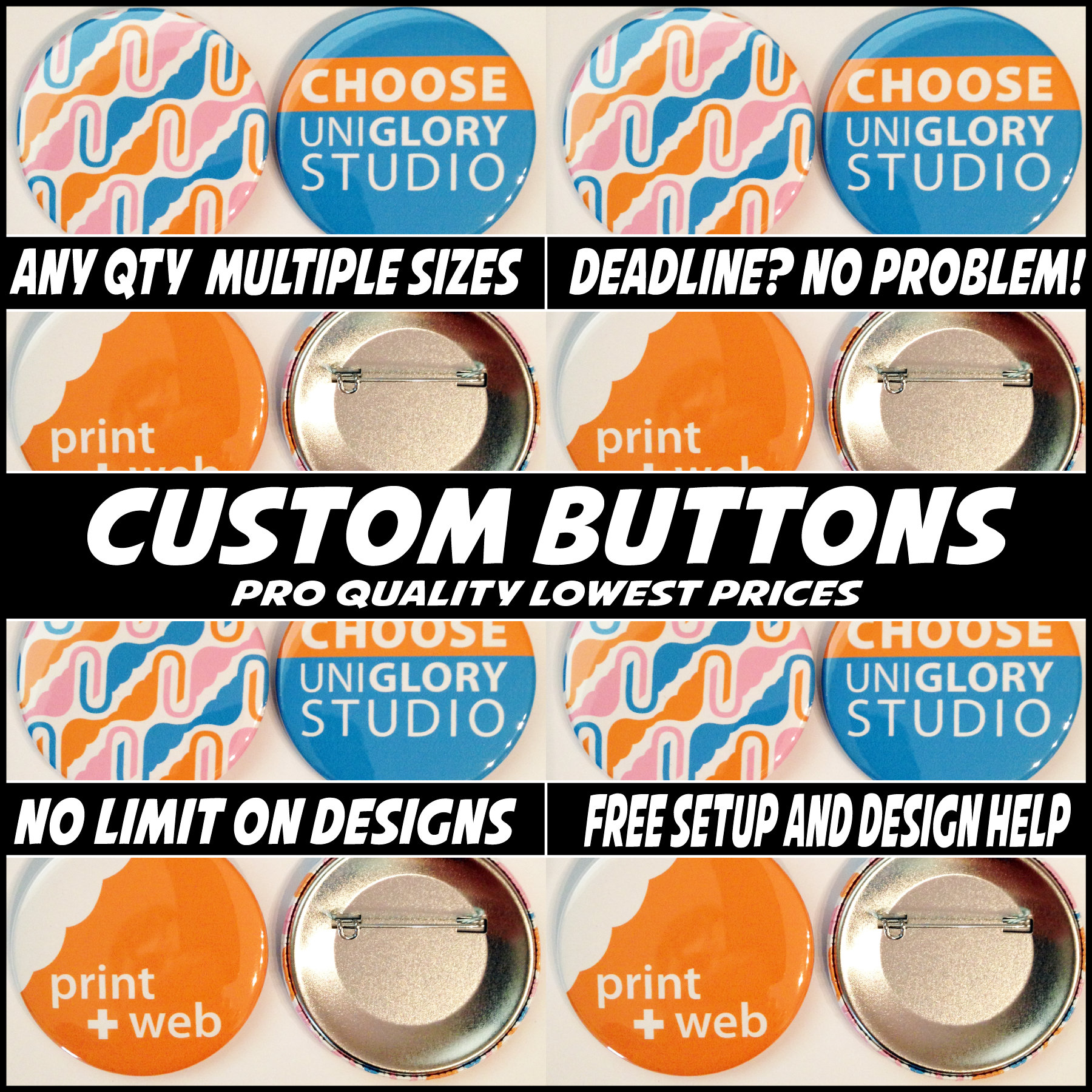 100 3 Inch Full Color Custom Buttons W/ Pin. We Can Make ANY Size ...