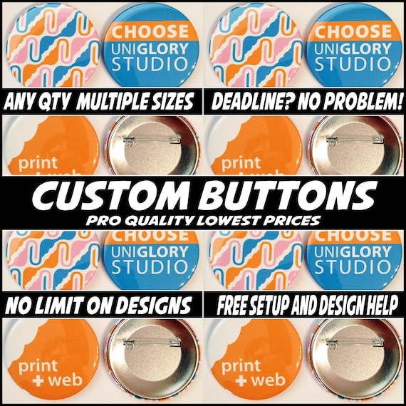 25 3 Inch Full Color Custom Buttons W/ Pin. We Can Make ANY | Etsy