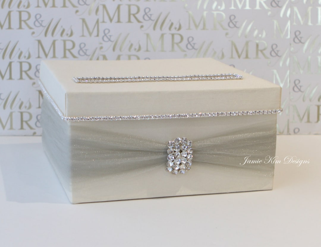 Card Holder for Wedding | Gift Card Holder | Ivory Silver Card Box ...
