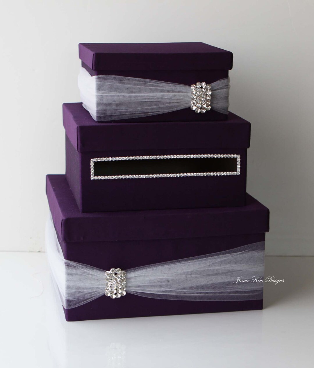Wedding Card Box Money Box Card Box With Slot Purple Card Box Wedding ...