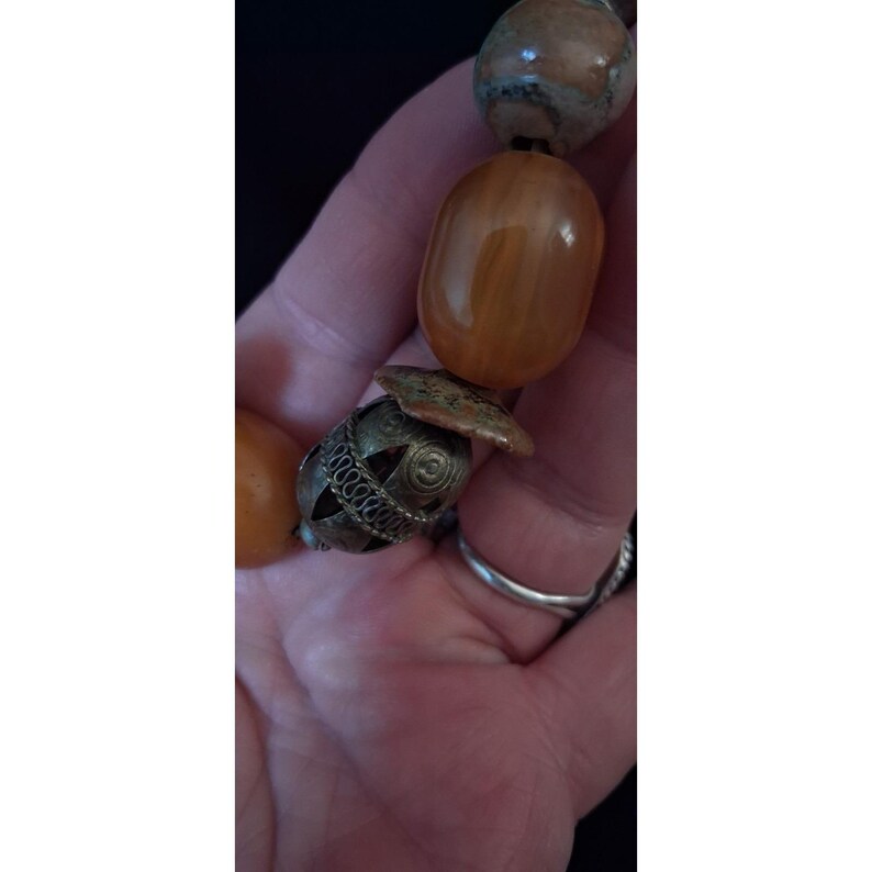 Vintage African Golden Amber Copal Necklace Large Tribal Clay Beads ...