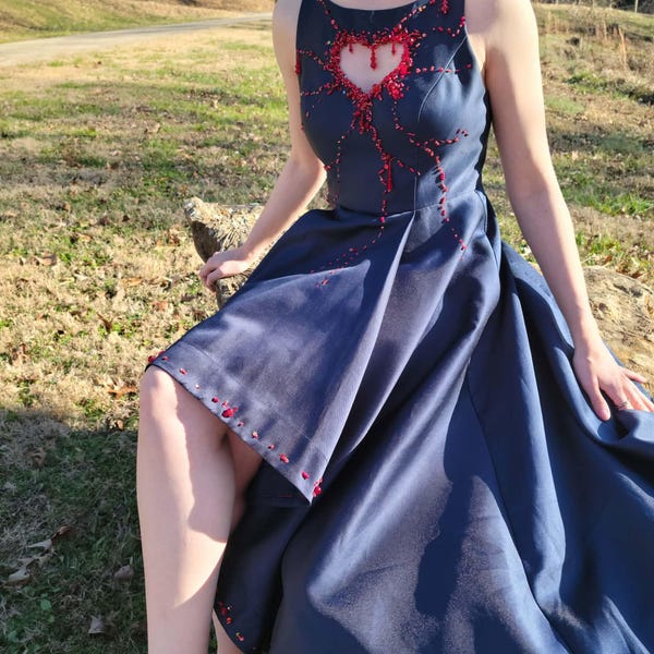 Dark Blue Prom Dress - Etsy