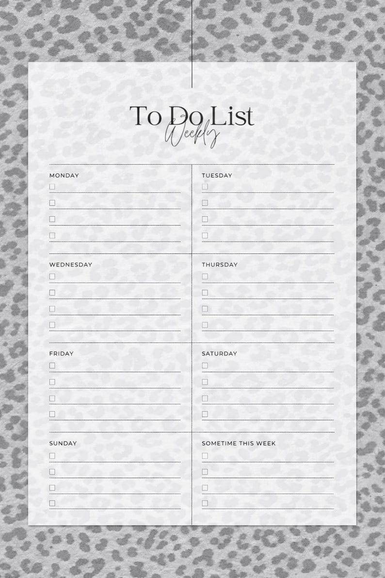 Weekly Planner, PRINTABLE, Leopard Print Theme, To-do List PDF File ...