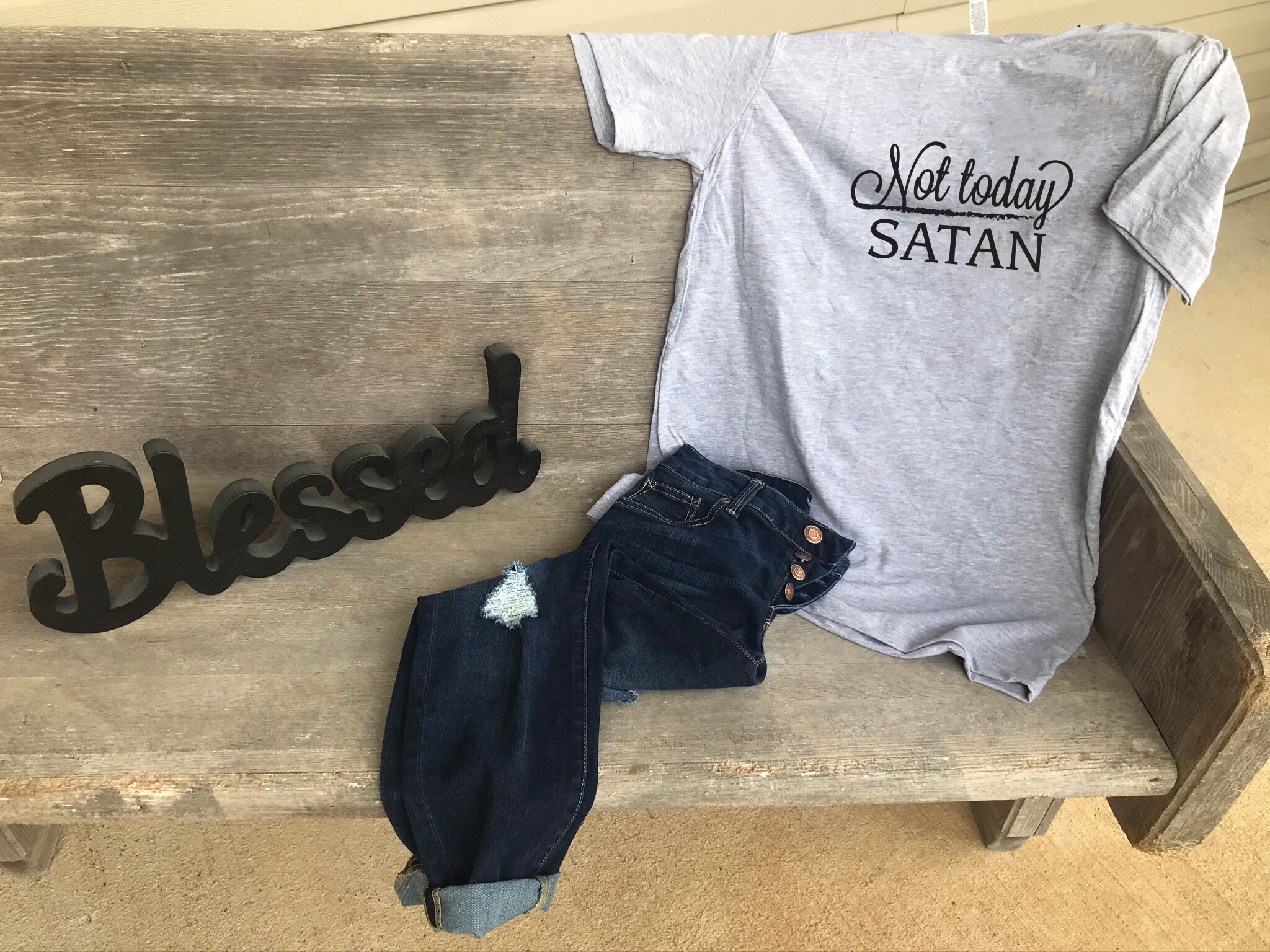 Not Today Satan Shirt Apparel Clothing T-shirt Christian | Etsy