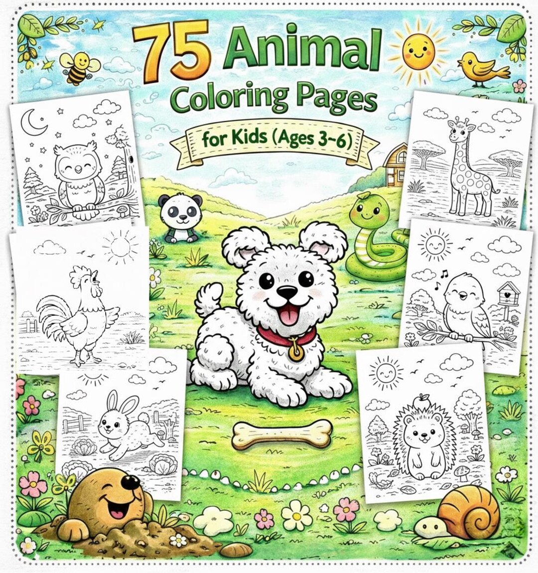 Animal Coloring Pages for Kids 3–6 | 75 Printable Coloring Sheets ...