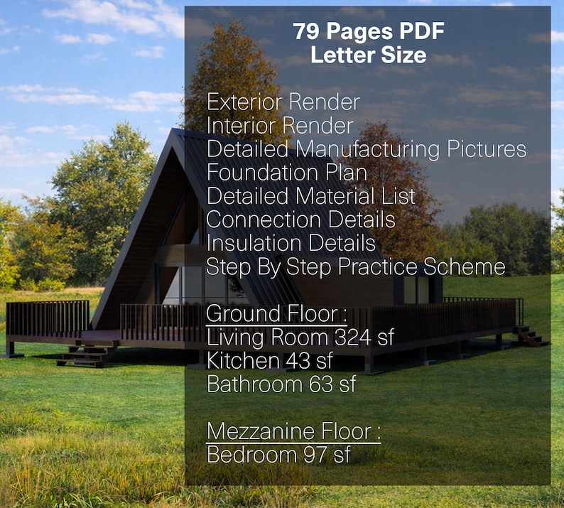 20'x24' A-frame Cabin Plans With Loft | Modern Tiny House Blueprint ...
