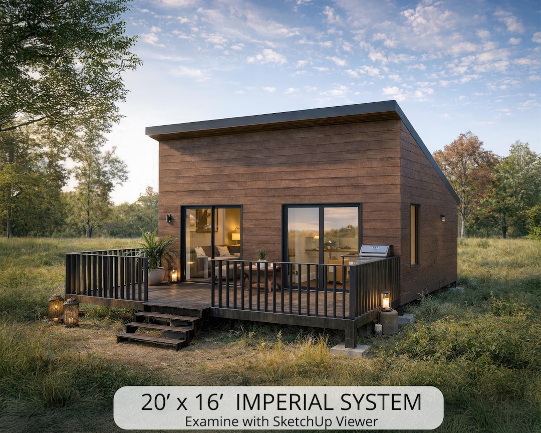 Modern Tiny House Cabin Plans | 320 SF 1-bed Barnhouse (PDF Download ...