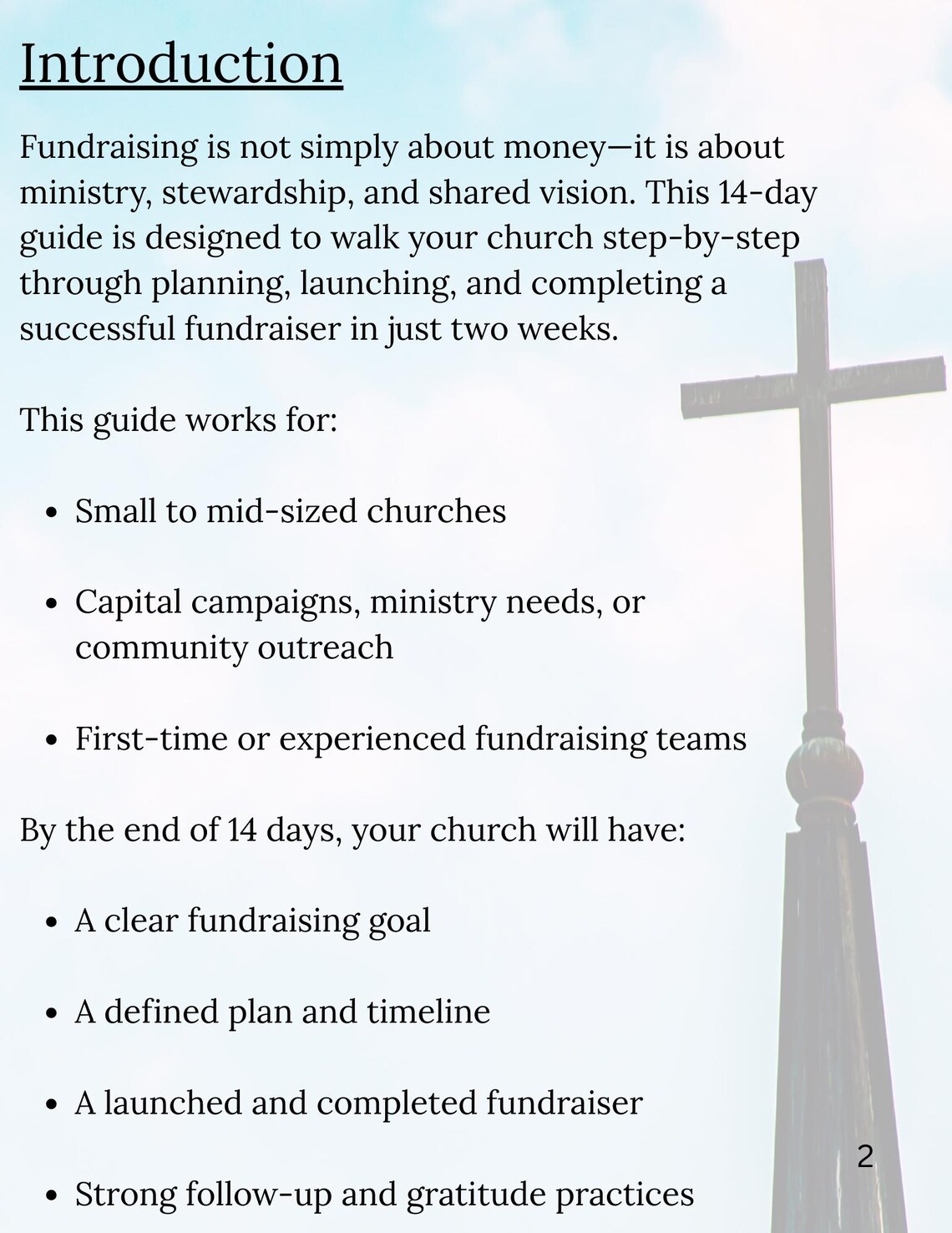 14-day Church Fundraiser Guide | Step-by-step Workbook for Faith-based ...